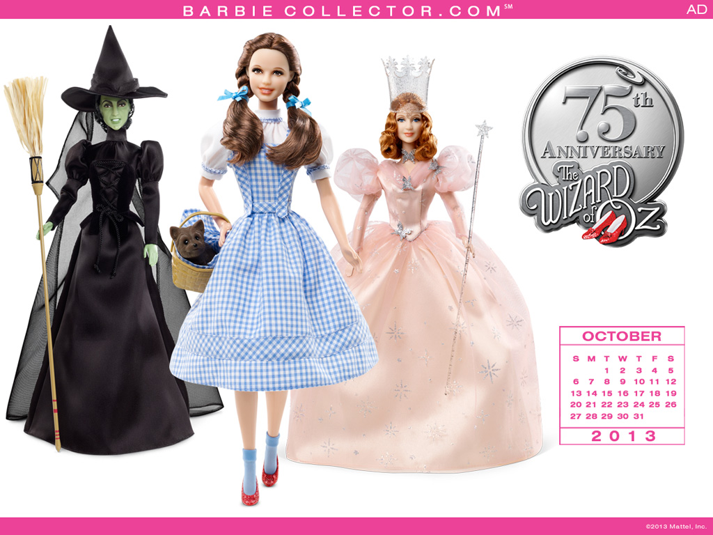 Desktop Calendar of Barbie Collector – October 2013 | Una vitrina llena ...