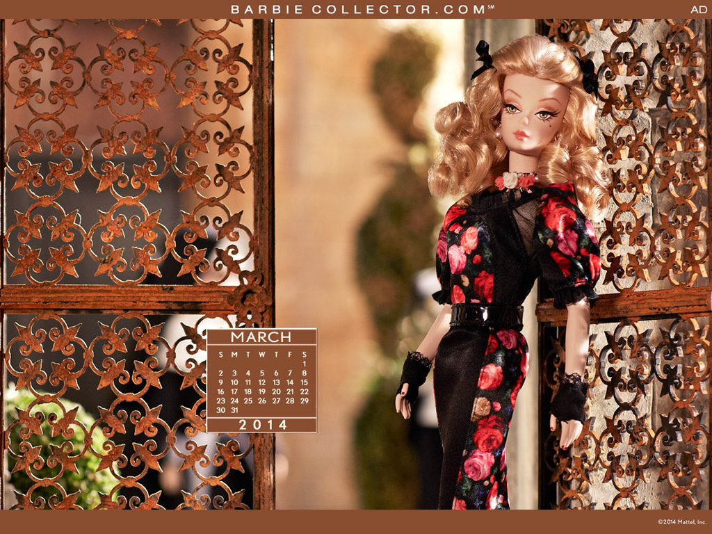 Desktop Calendar of Barbie Collector – March 2014 | Una vitrina llena ...